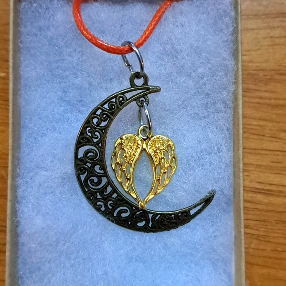 Jewelry | Crescent Moon Angel Wings Necklace | Poshmark
